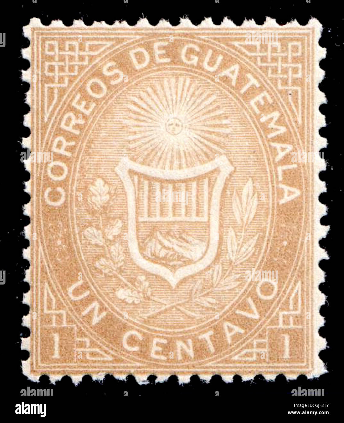 This 1871 Guatemalan stamp, cataloged as Sc1, is the first stamp issued ...