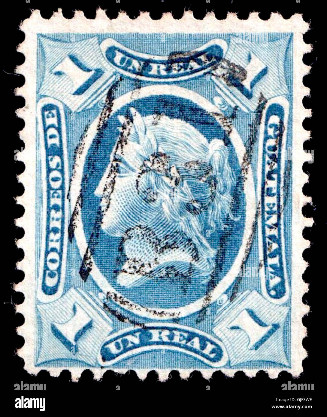 The 1875 Guatemala Sc9 stamp is an early issue from the country ...