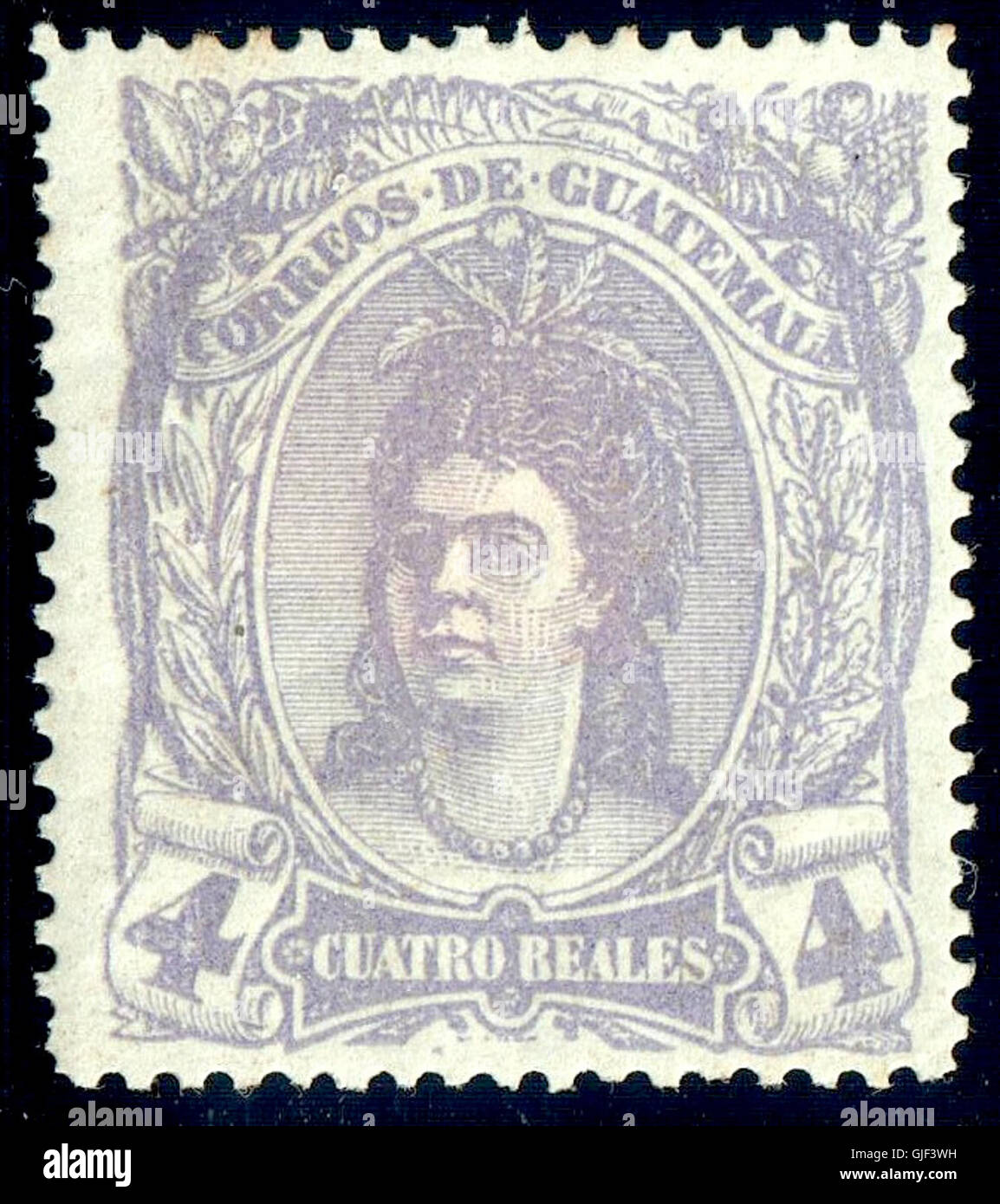 The Guatemala 1878 Sc13 stamp features a detailed design of the ...