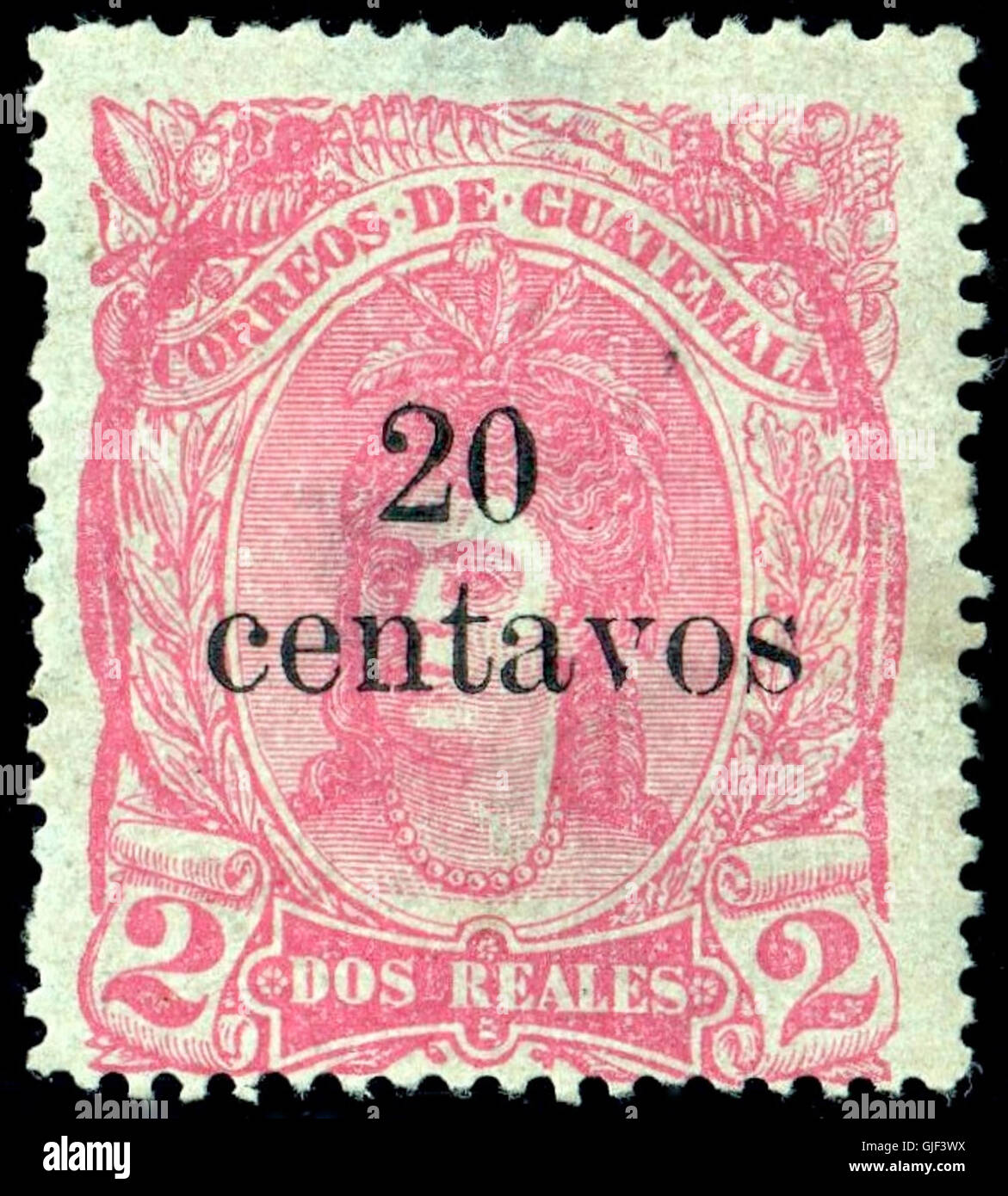 The Guatemala 1881 Sc20 stamp features a design from the late 19th ...