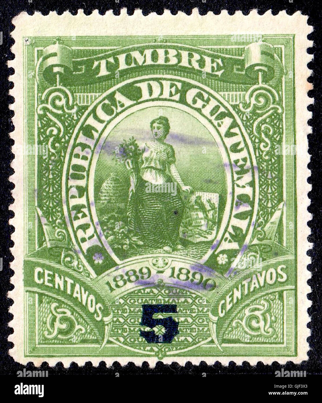 The 1889-90 Guatemala Revenue F38 stamp was used for fiscal purposes ...