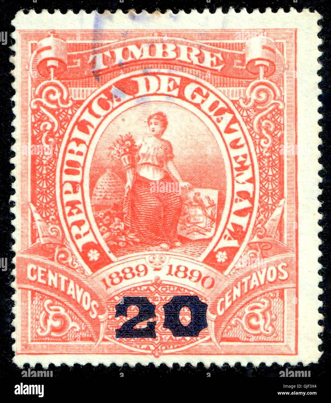 The Guatemala 1889-90 Revenue F40 stamp was issued as part of the ...
