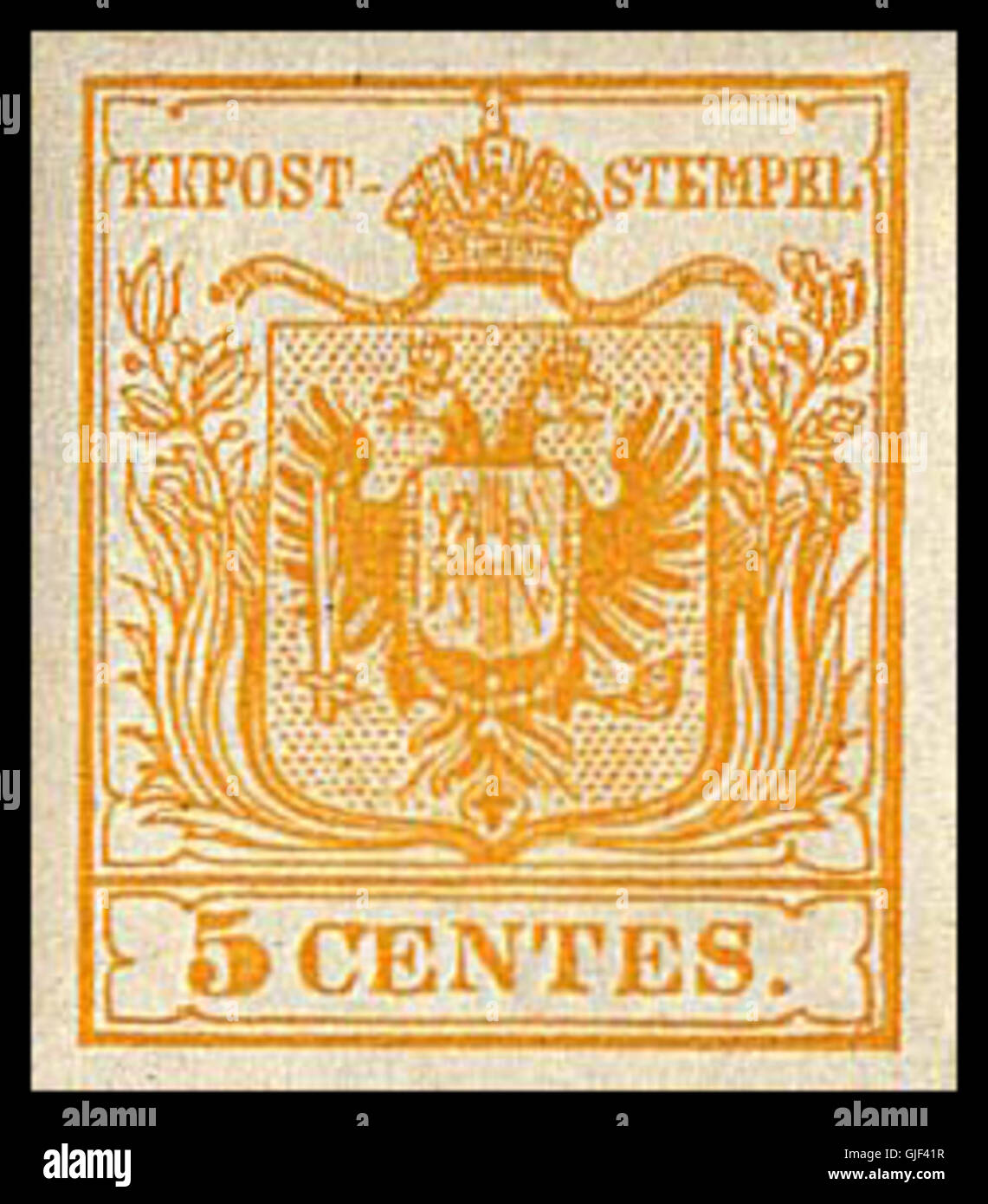 The Lombardia-Venetia 1850 Michel 1 stamp is part of a series issued ...