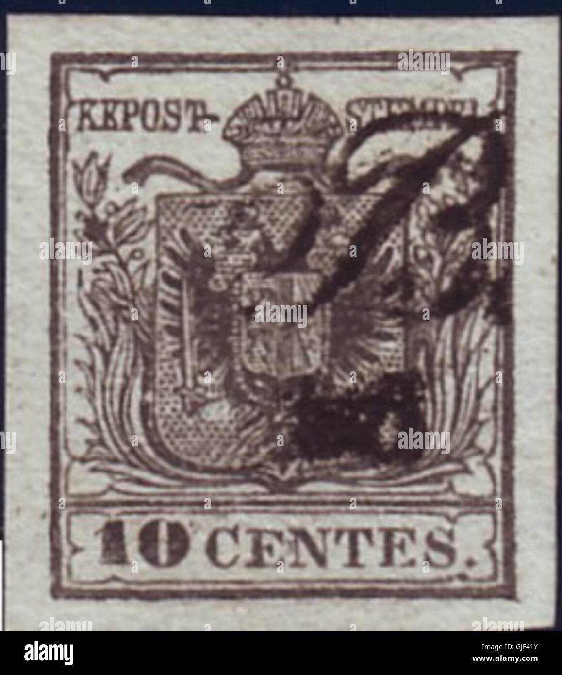 The Lombardei 1850-2H stamp was issued in Austria, featuring designs ...