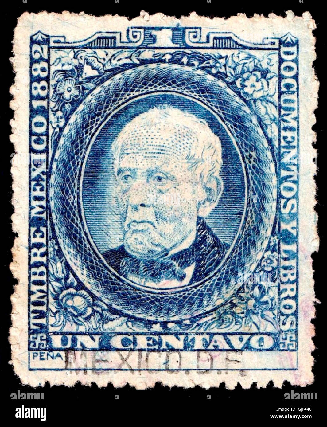 The 1882 Mexico revenue stamp F90A was issued to document financial ...