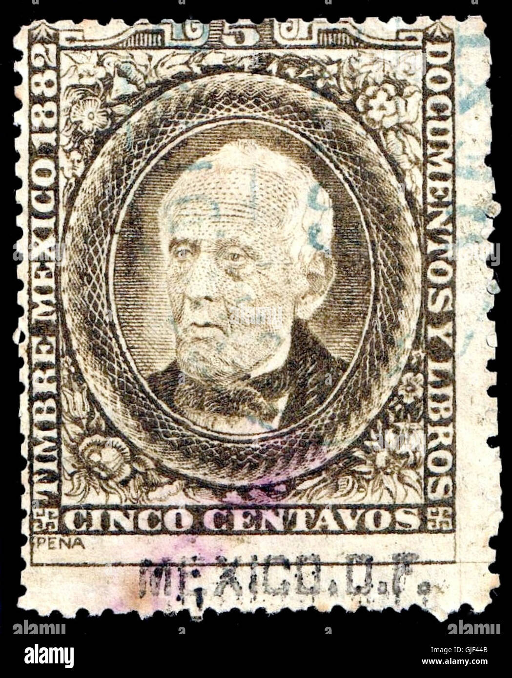 The Mexico 1882 revenue stamp F92A was issued for official use in ...