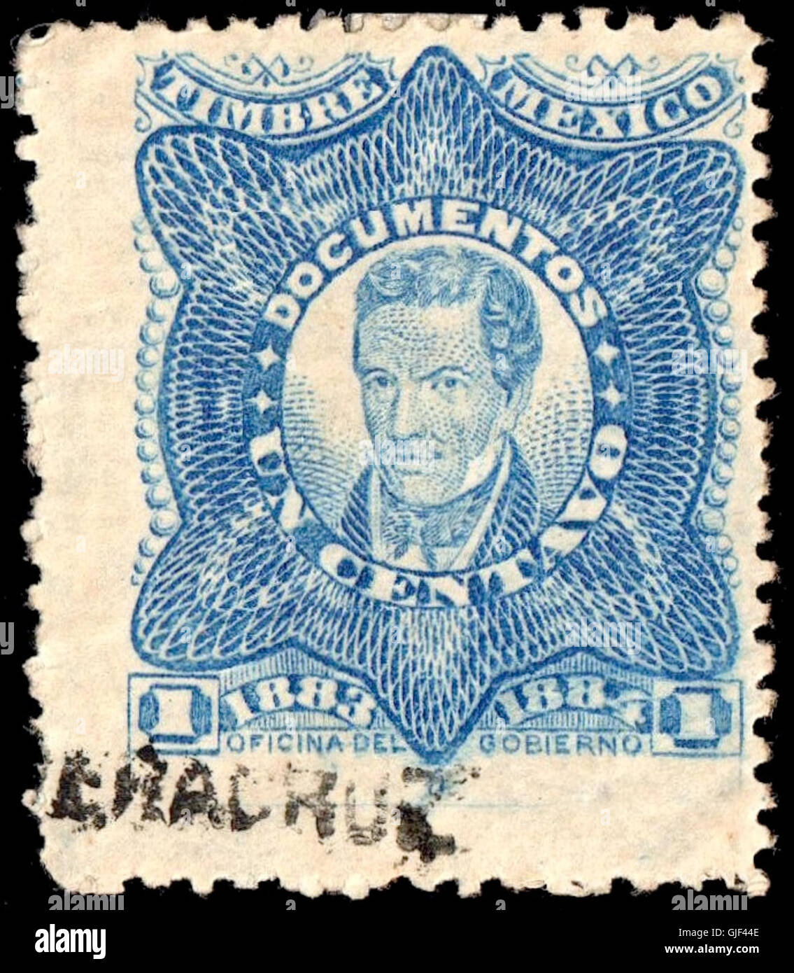 The Mexico 1883-84 documents revenue stamp F110 was issued for official ...