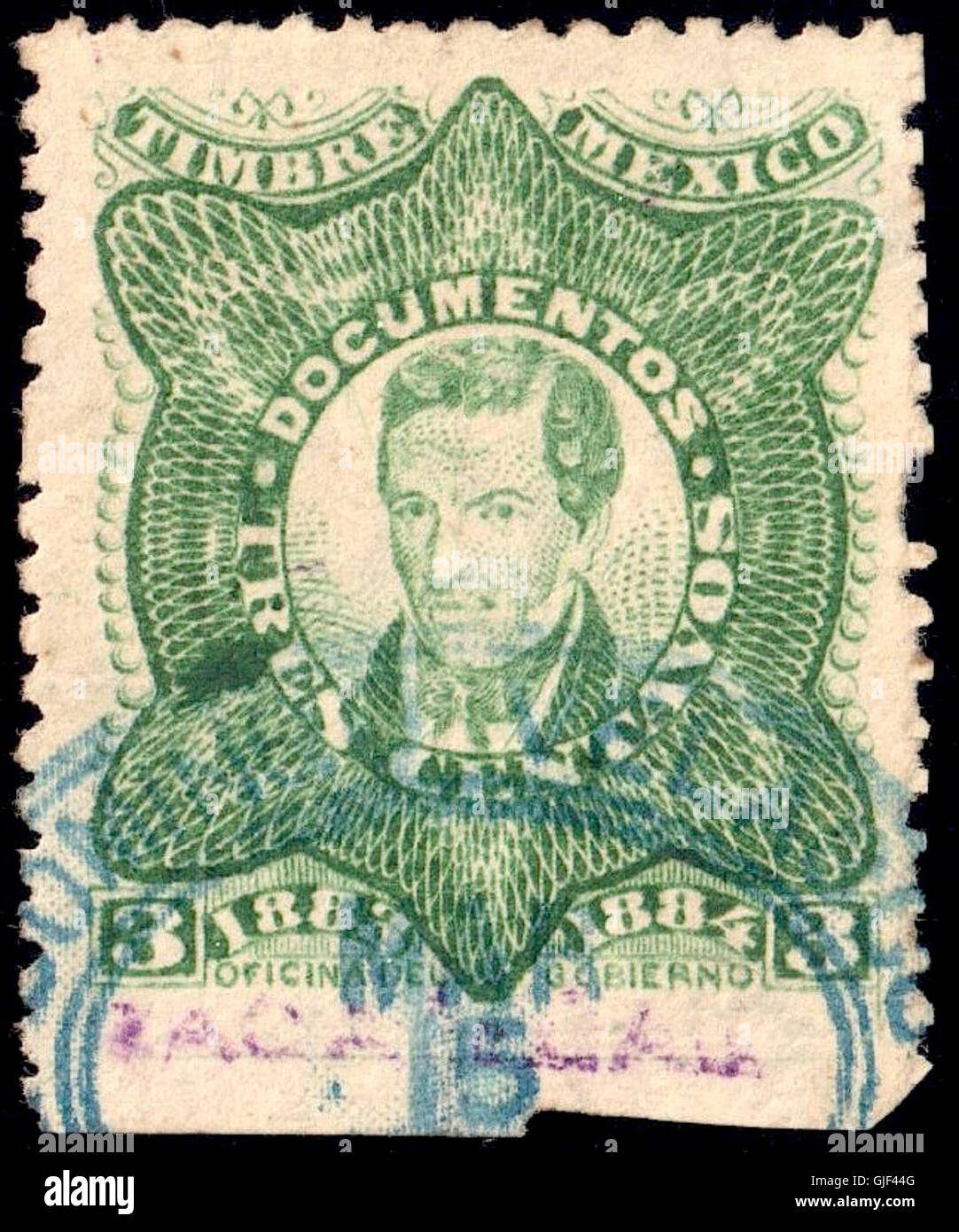 The Mexico 1883-84 F112 document revenue stamp was issued for official ...