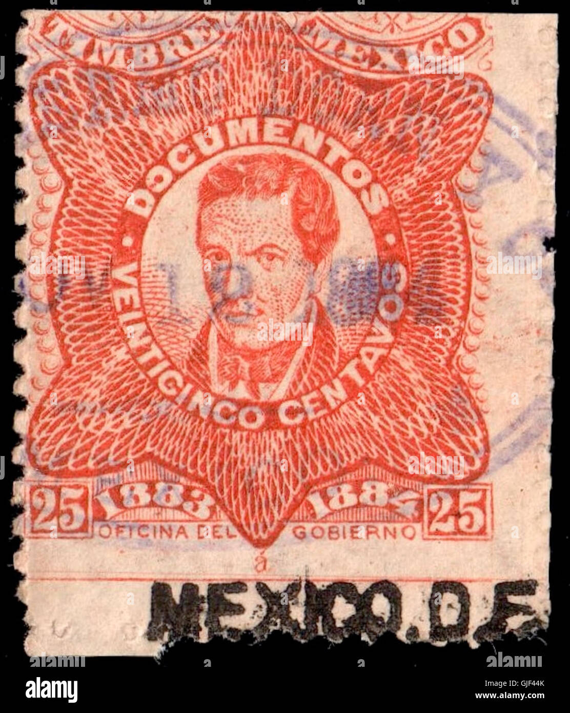The Mexico 1883-84 F115 revenue stamp was used for official ...