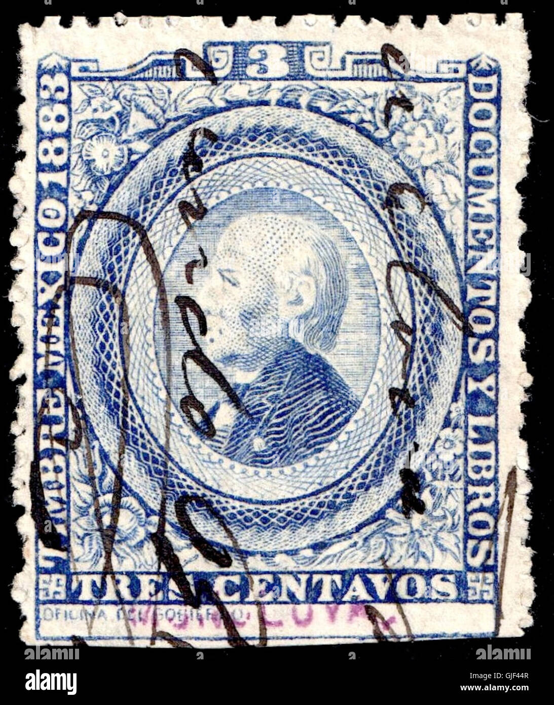 The 1883 Mexico F100 revenue stamp was used for official documents ...