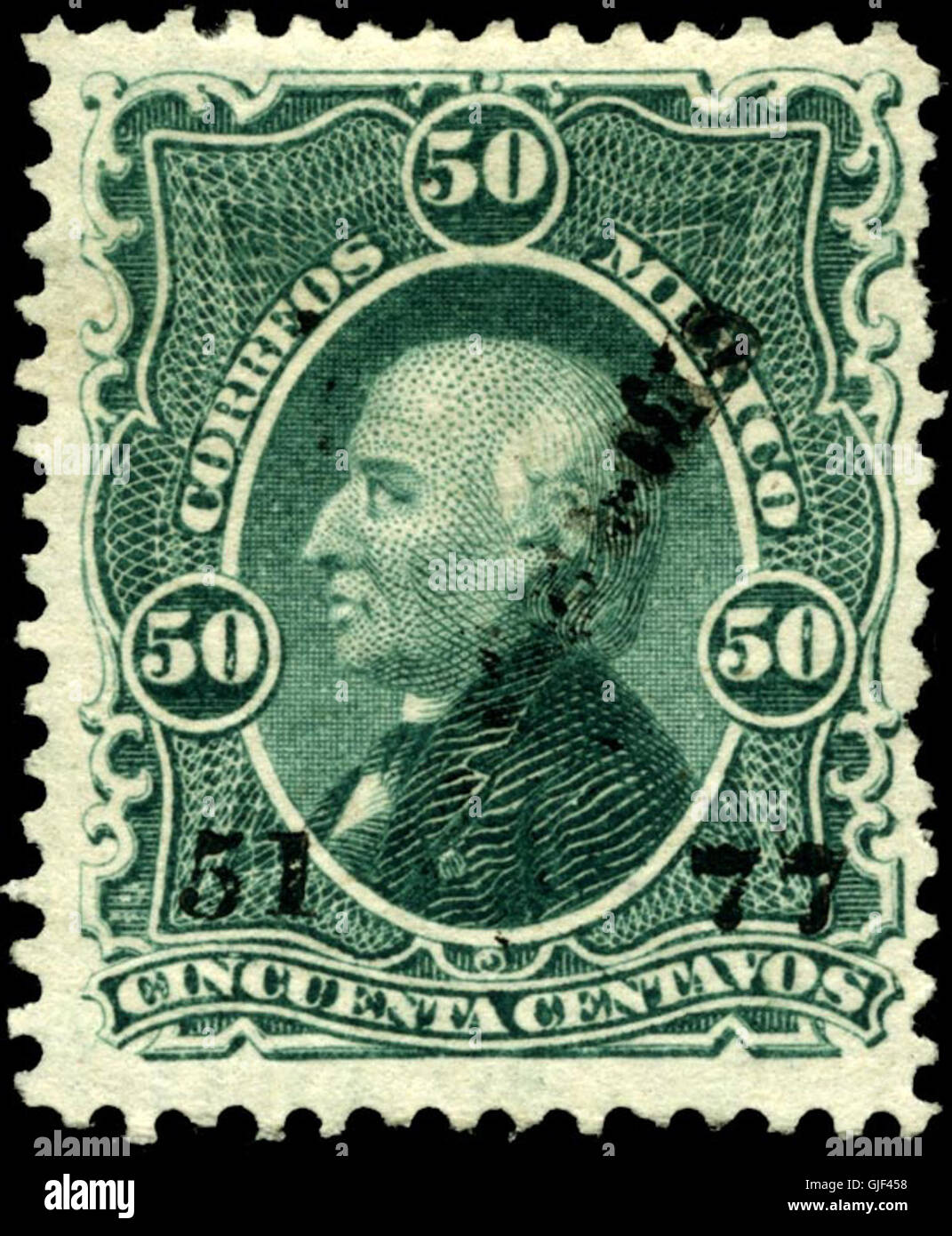 The 1874 50c stamp from Mexico was part of a series issued during the ...