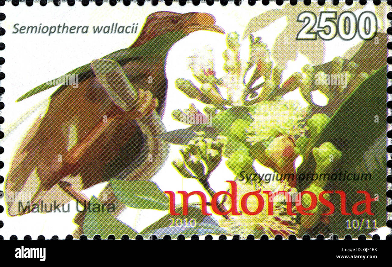 The Indonesian stamp issue 047-10 features national symbols and ...