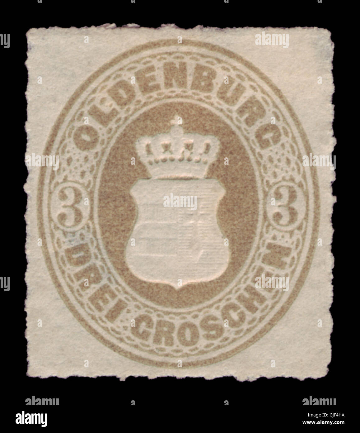 The 1867 19B Wappen stamp from Oldenburg is part of a series issued in ...