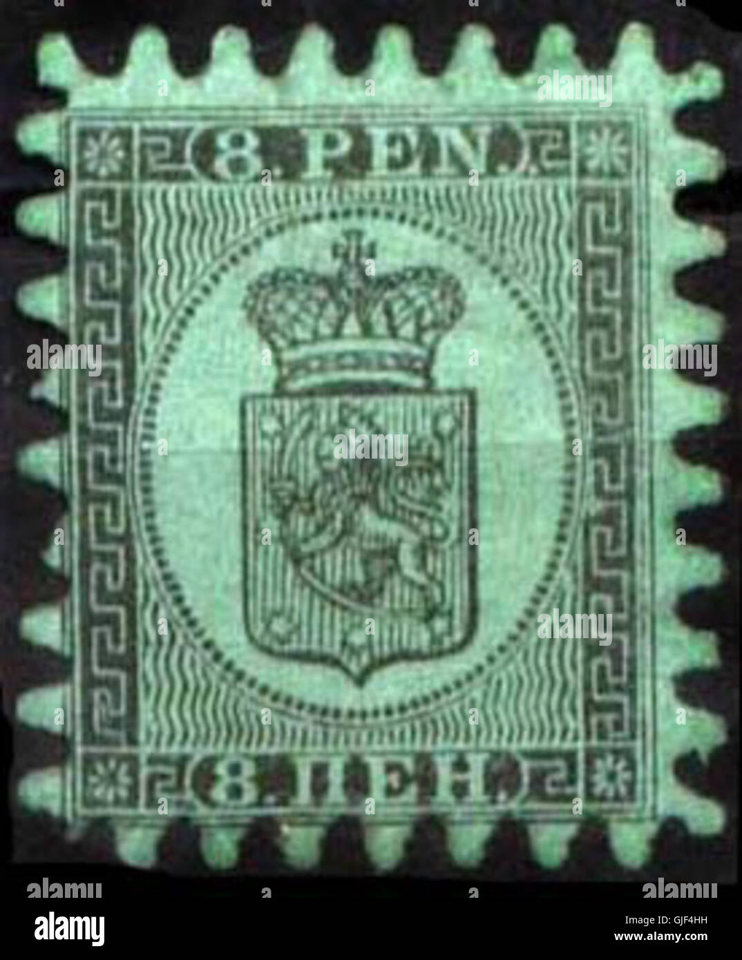 Finnish stamp from 1866, Scott 7, featuring an early design used during ...