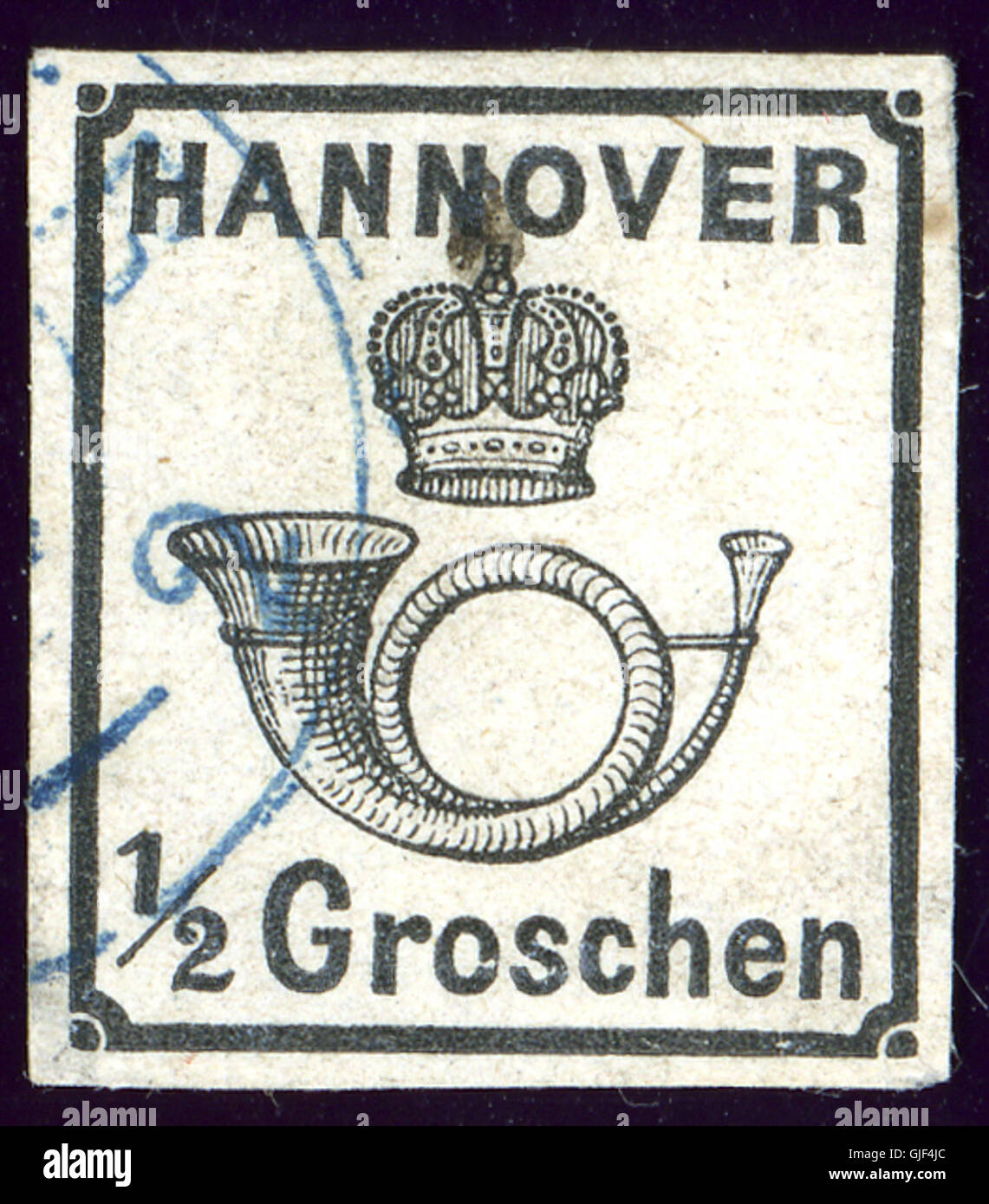 The 1860 Hannover HalfGr Mi17y stamp is a rare example from the Kingdom ...