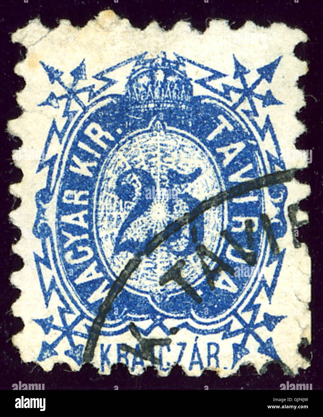 The 1873 Hongrie Télégraphe lithograph 25k stamp was issued in Hungary ...