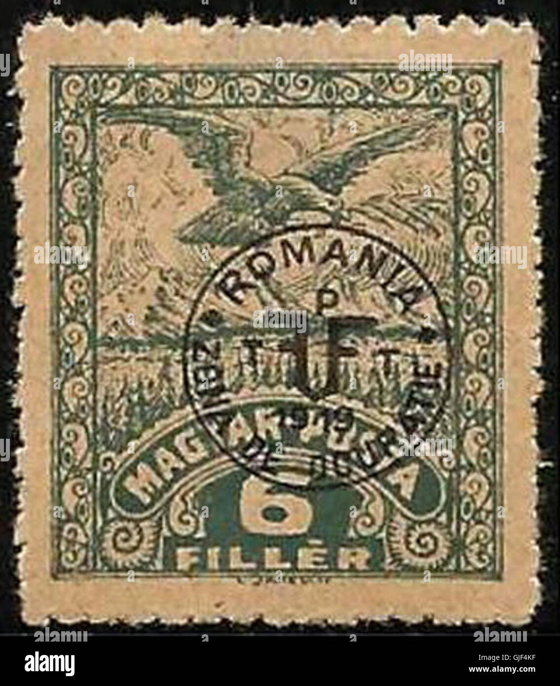 The 1919 Debretin2 Turul stamp is part of a series issued by Hungary ...