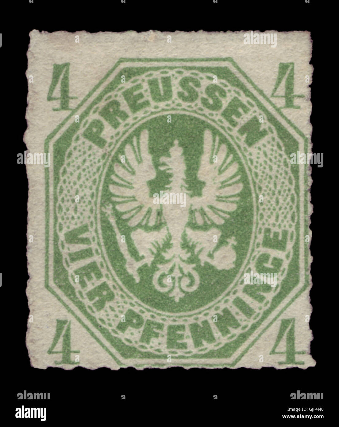 The Preussen 1861 14 stamp is an early issue from Prussia, depicting a ...
