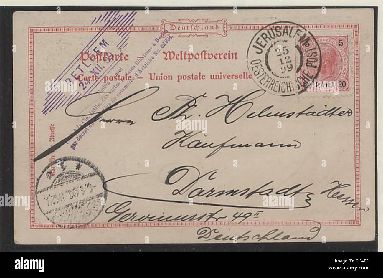 The 1899 Holy Land Austrian Post envelope stamp features the Austrian postal service in the Holy ...