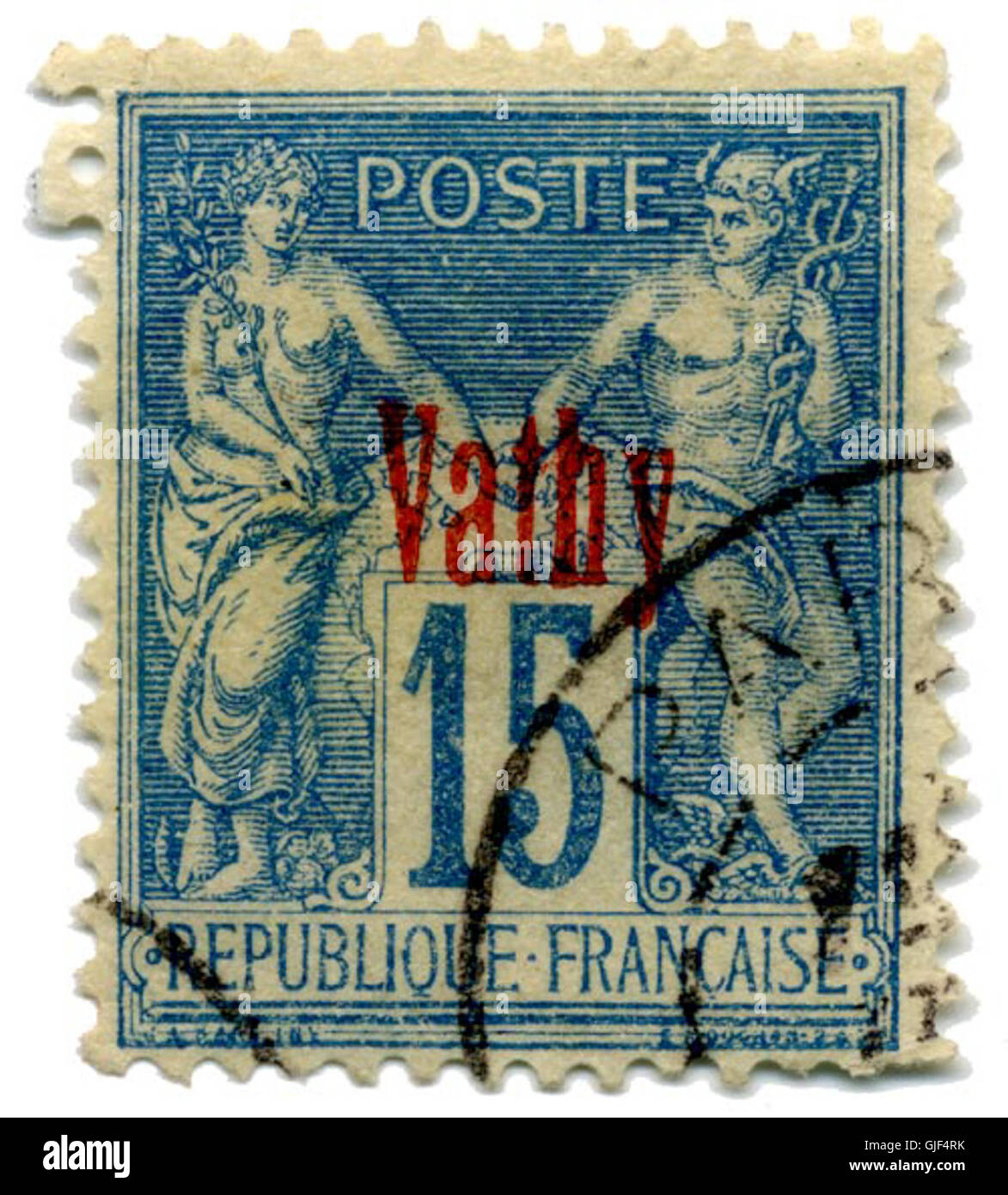 The 1894 French PO Vathy 15c stamp was issued during French postal ...