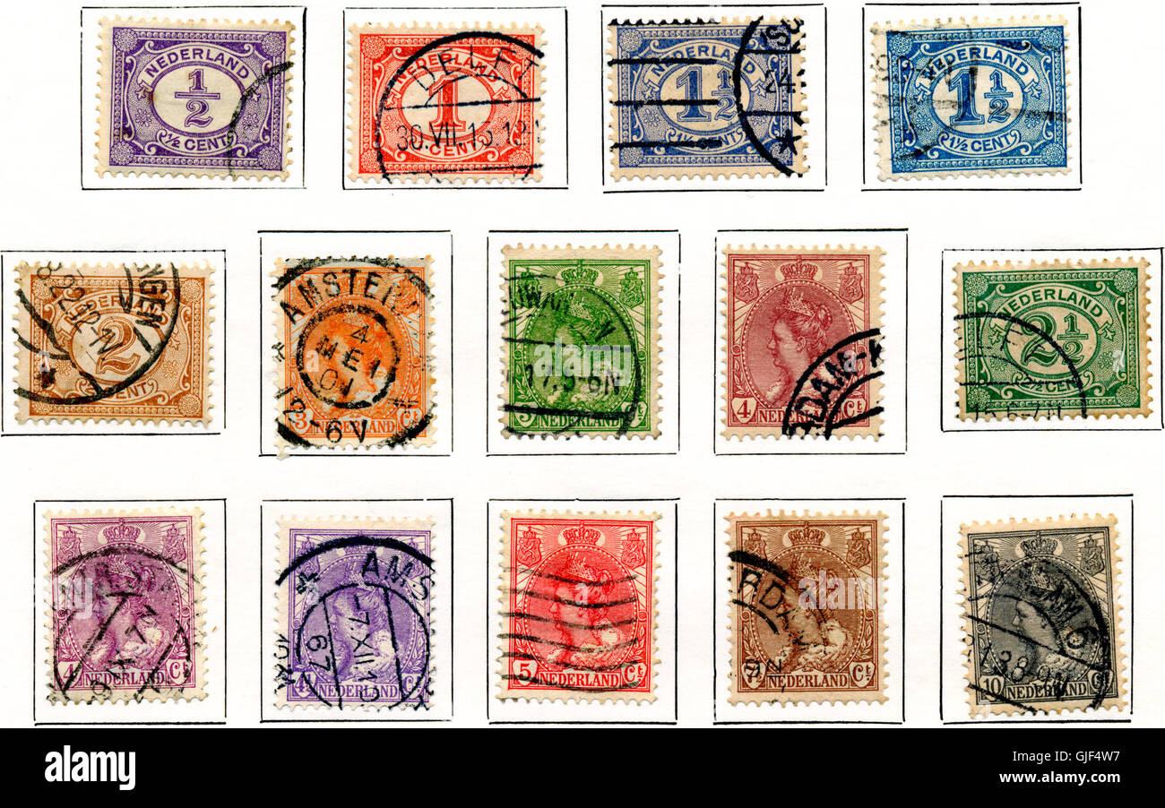 The 1899-1922 Postzegel series includes denominations from 1 cent to 10 ...