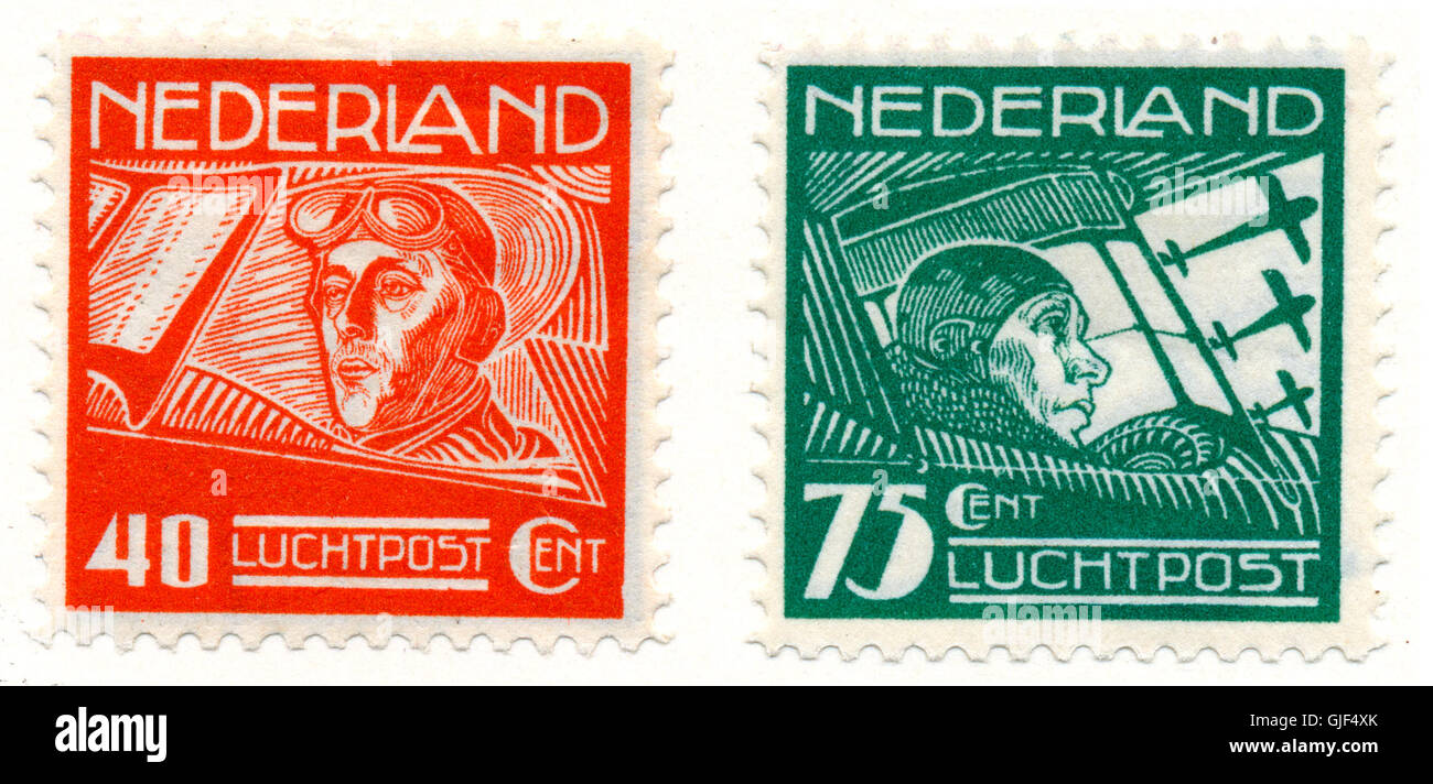 The 1928 Netherlands Postzegel NL 1928 L nr4-5 stamp series features a ...