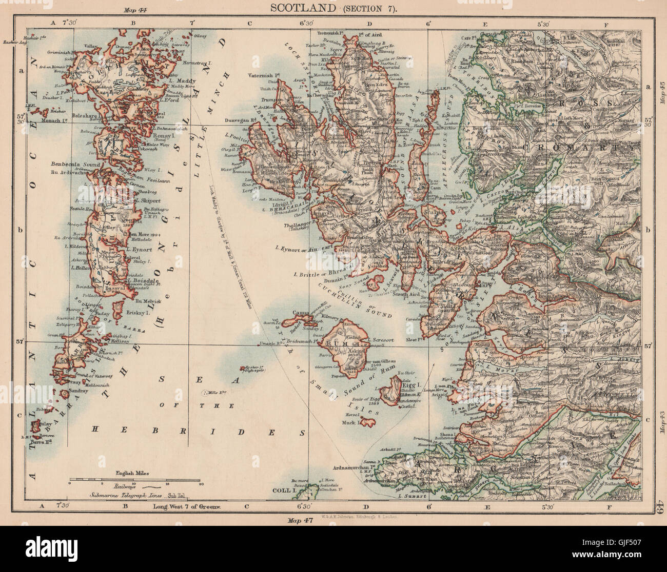 HEBRIDES. Skye North South Uist Barra Rum Inverness-shire. JOHNSTON ...