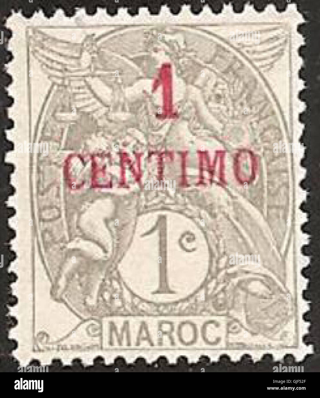 This stamp from French Morocco features distinctive design elements ...
