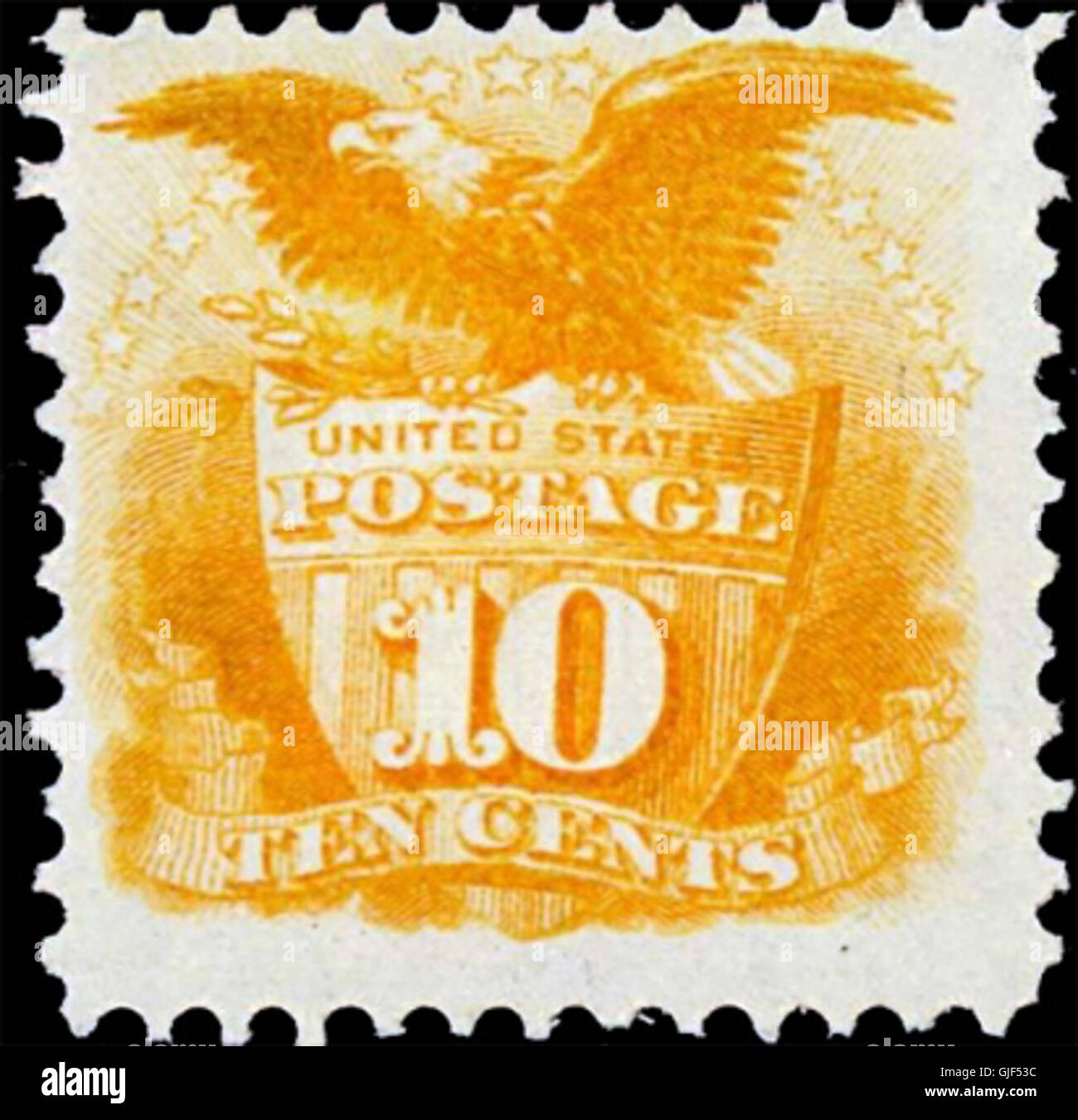 The 10½ Shield & Eagle stamp features a classic design with a shield ...