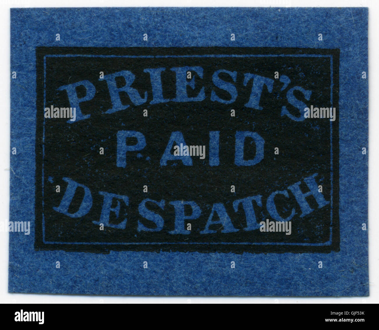 The 1851 Priest's Despatch stamp, 121L7, features a 2-cent blue design ...