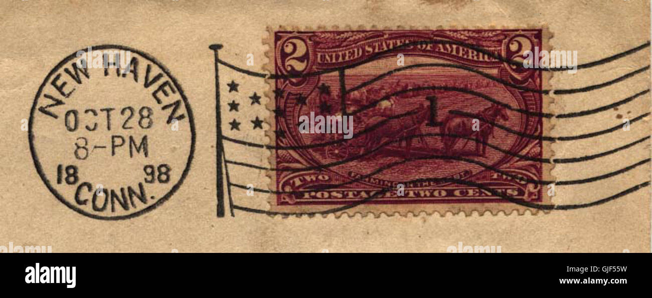 The Flag cancel 1898 stamp features a unique flag cancellation mark ...