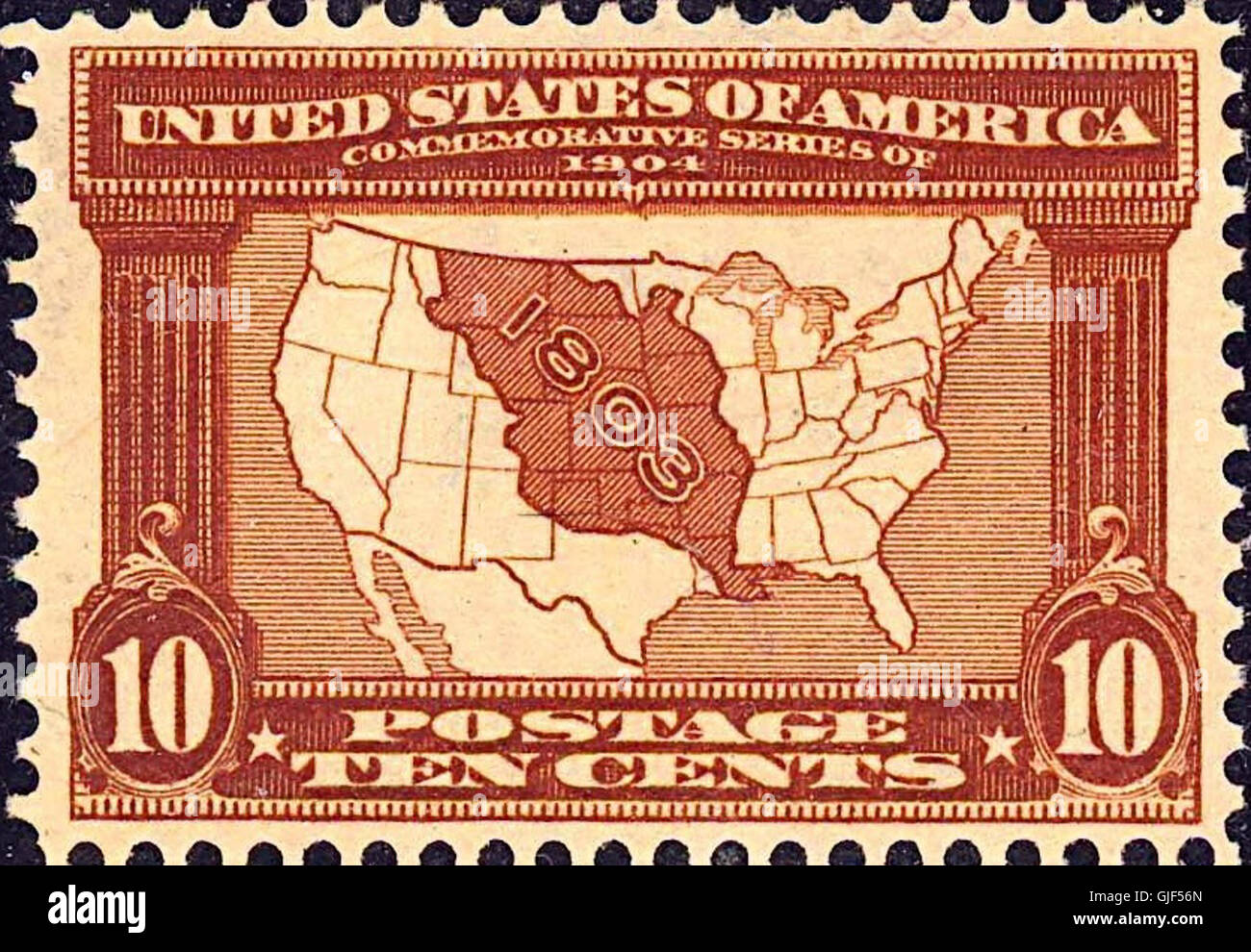 The 1903 U.S. 10c Louisiana Purchase stamp commemorates the landmark ...