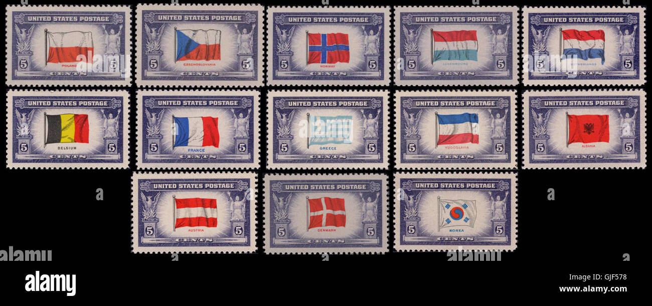 The overrun countries stamp series includes stamps from nations ...
