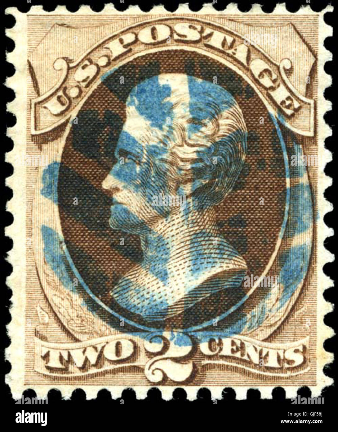 The 1870 2c Jackson stamp from the United States features an engraving ...