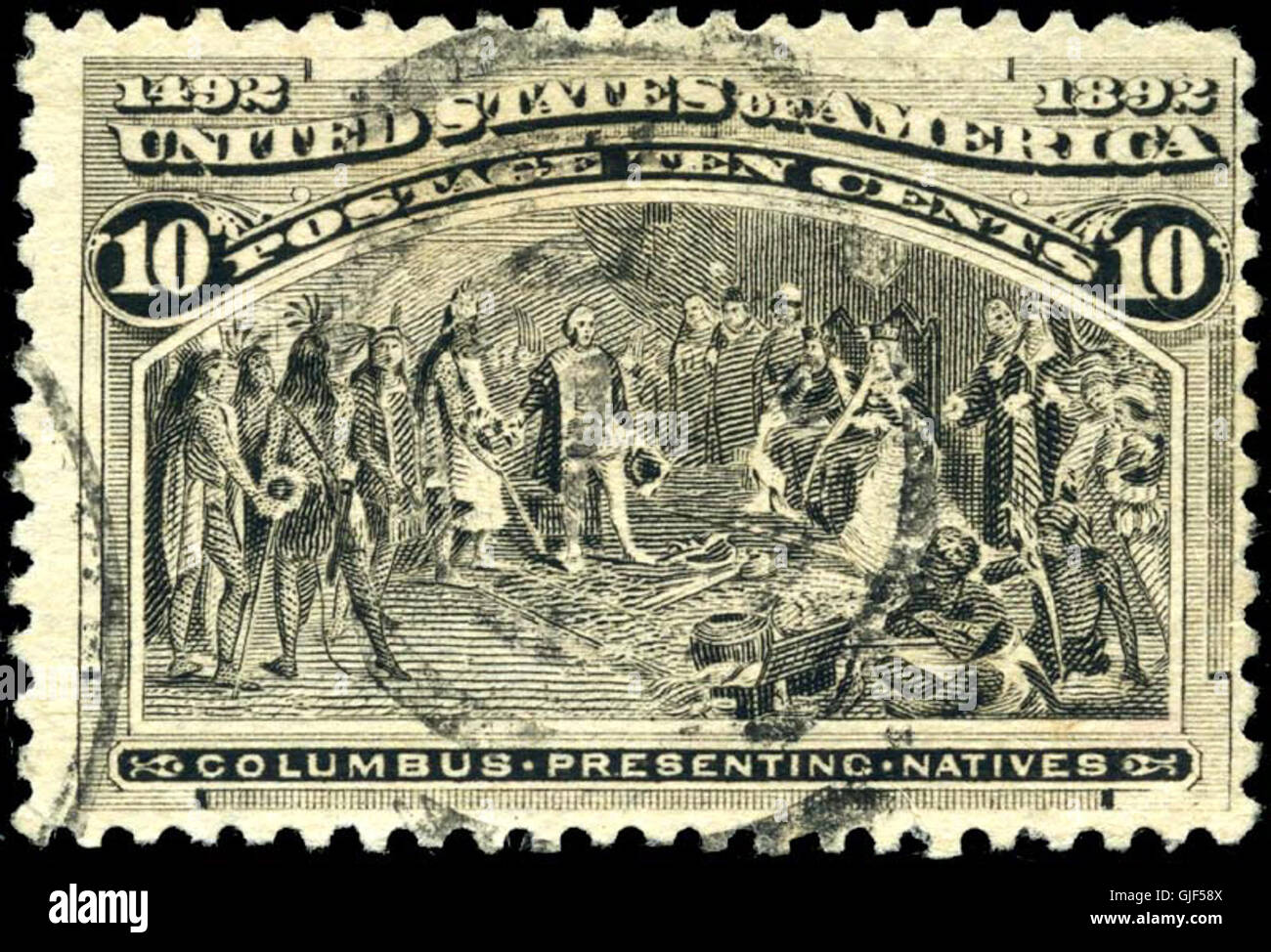The 1893 10c Columbian stamp from the United States is part of the ...
