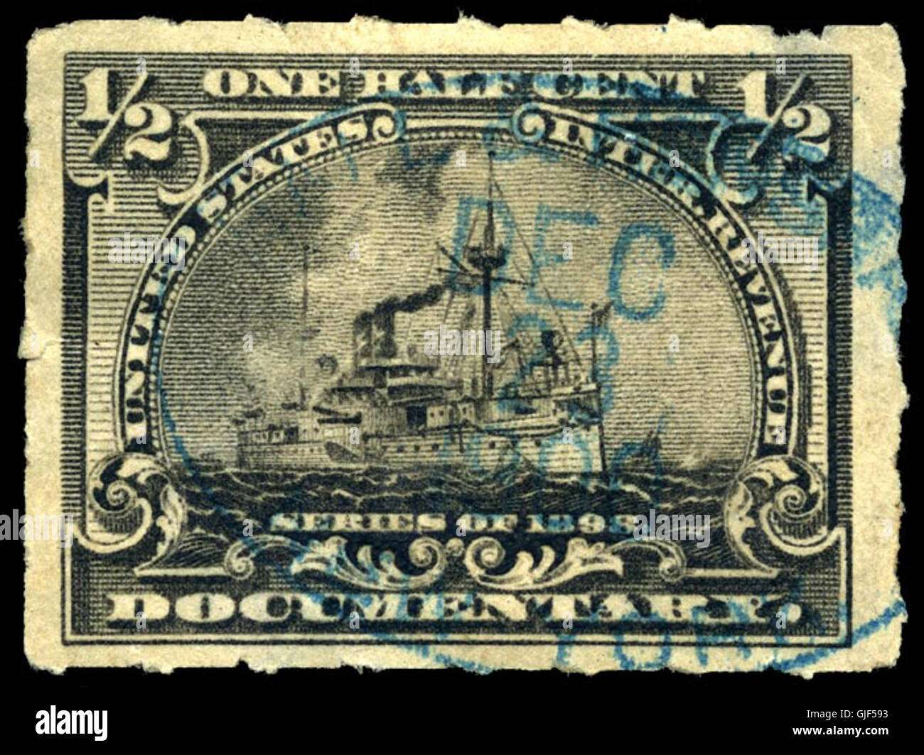 The 1898 0.5c revenue stamp from the United States was issued as part ...