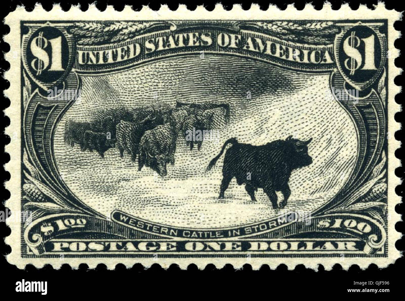The 1898 US 1-dollar Trans-Mississippi stamp is part of a famous series ...