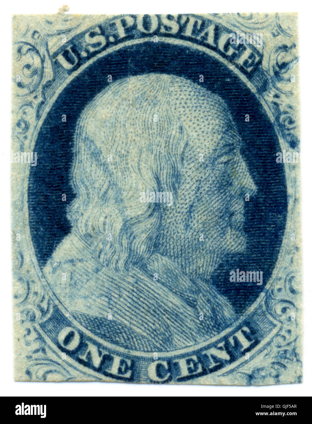 US stamp 1851 1c Franklin Stock Photo - Alamy