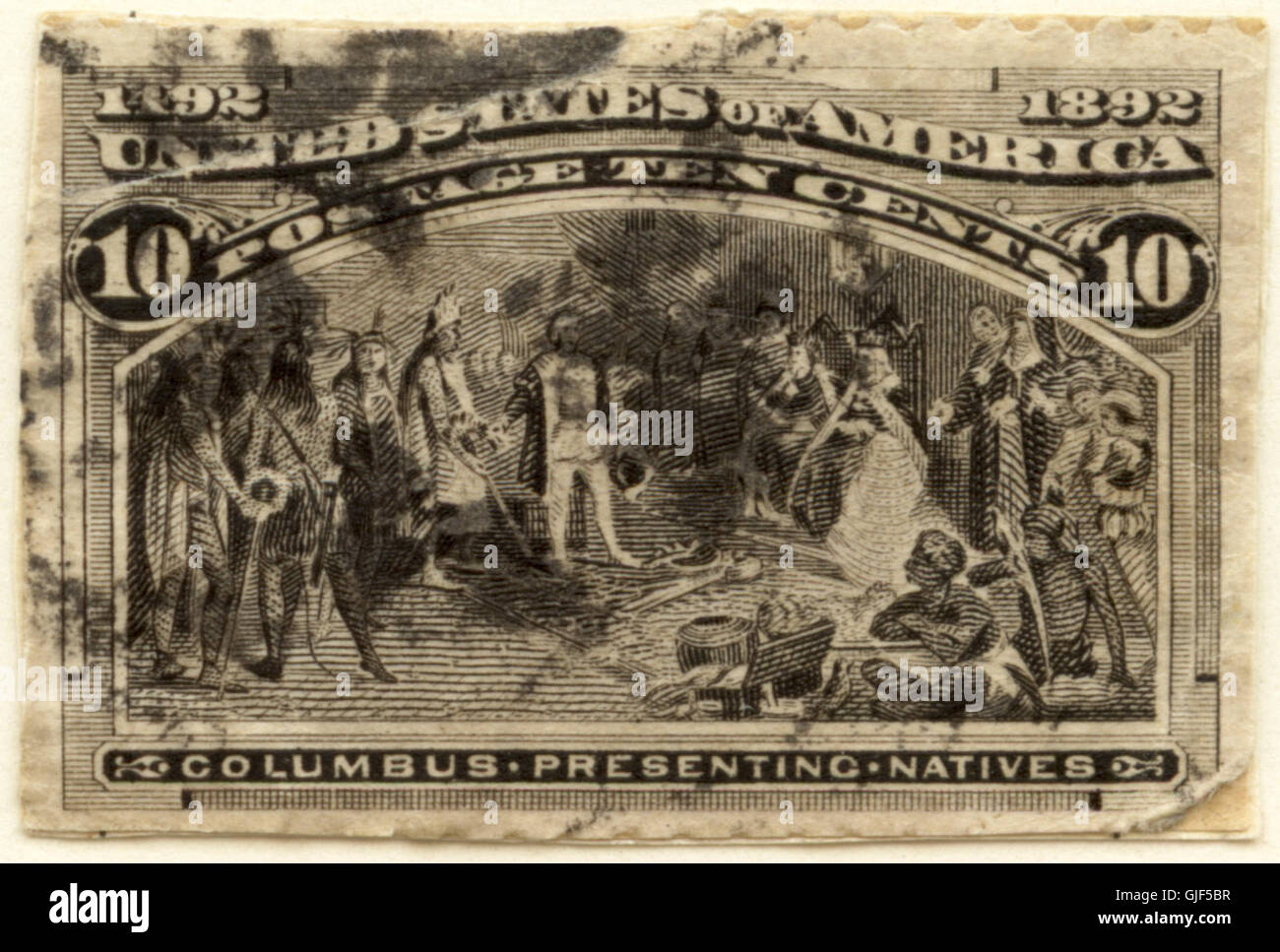 The 1893 US 10c Columbus Presenting Natives stamp commemorates the ...