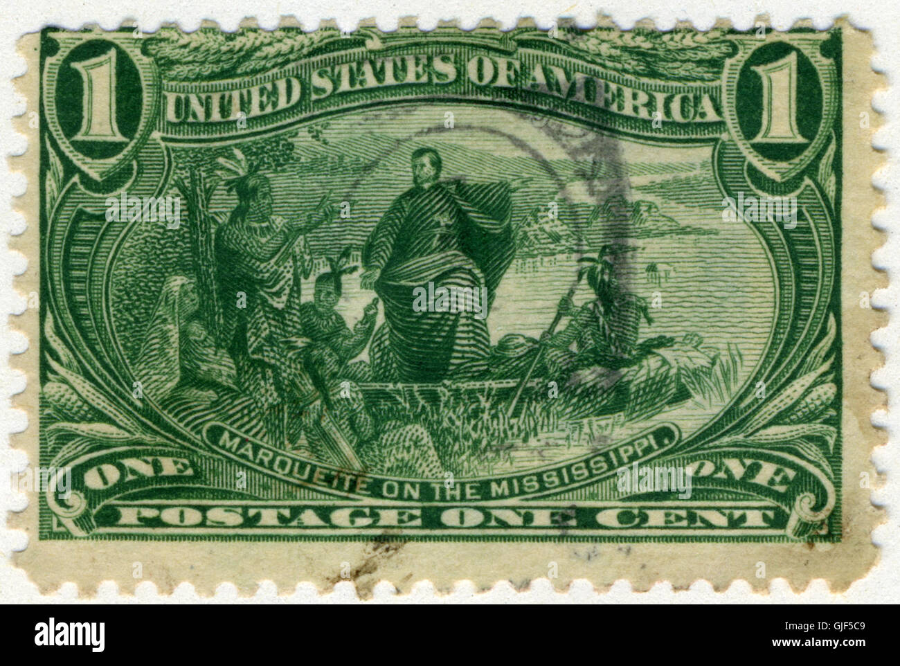 The 1898 1c Marquette on the Mississippi stamp commemorates French ...