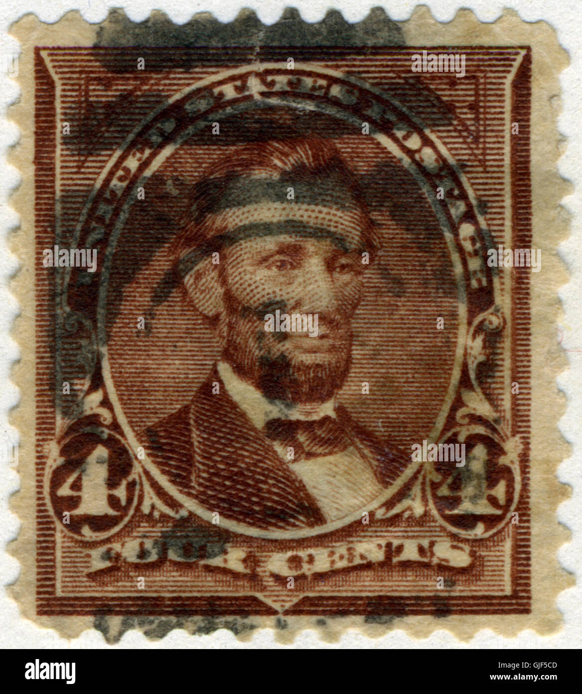 The 1898 4c Lincoln stamp from the United States features a portrait of ...
