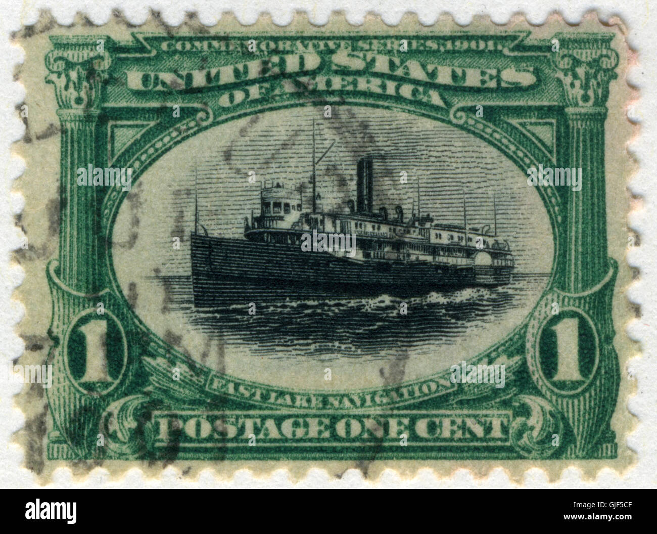 The 1901 U.S. 1c Fast Lake Navigation stamp commemorates the speed and ...