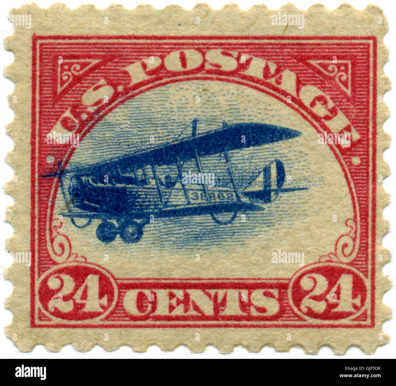 The 1918 U.S. 24-cent Curtiss Jenny stamp features the iconic biplane ...