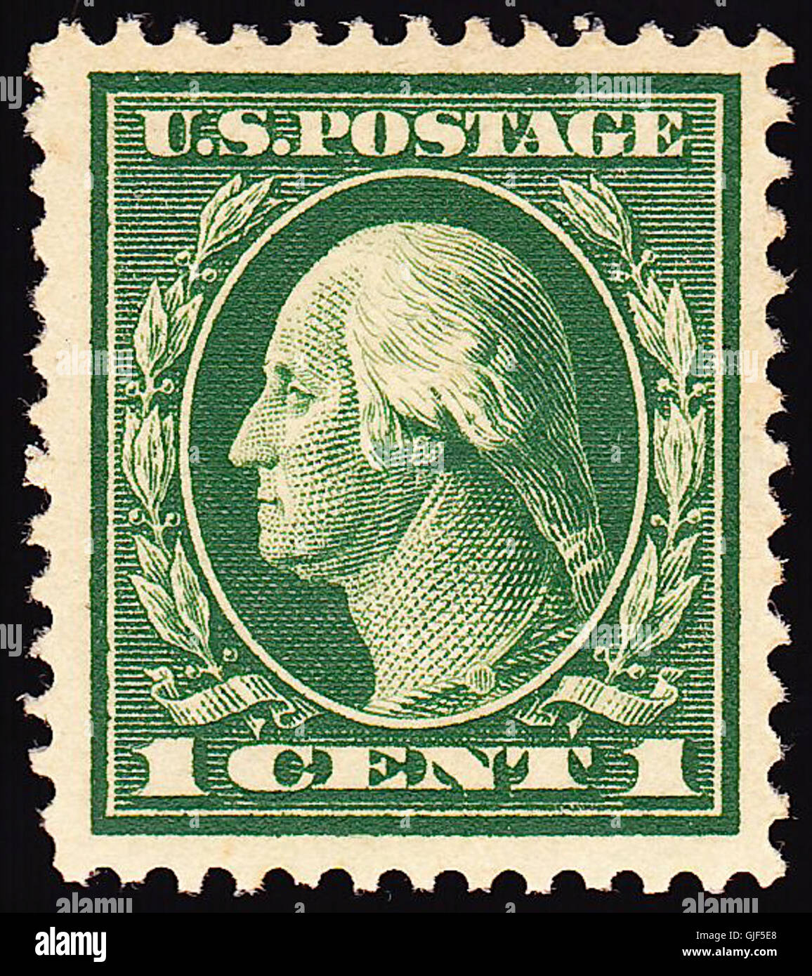The 1912 WF Washington 1c stamp features George Washington’s portrait ...