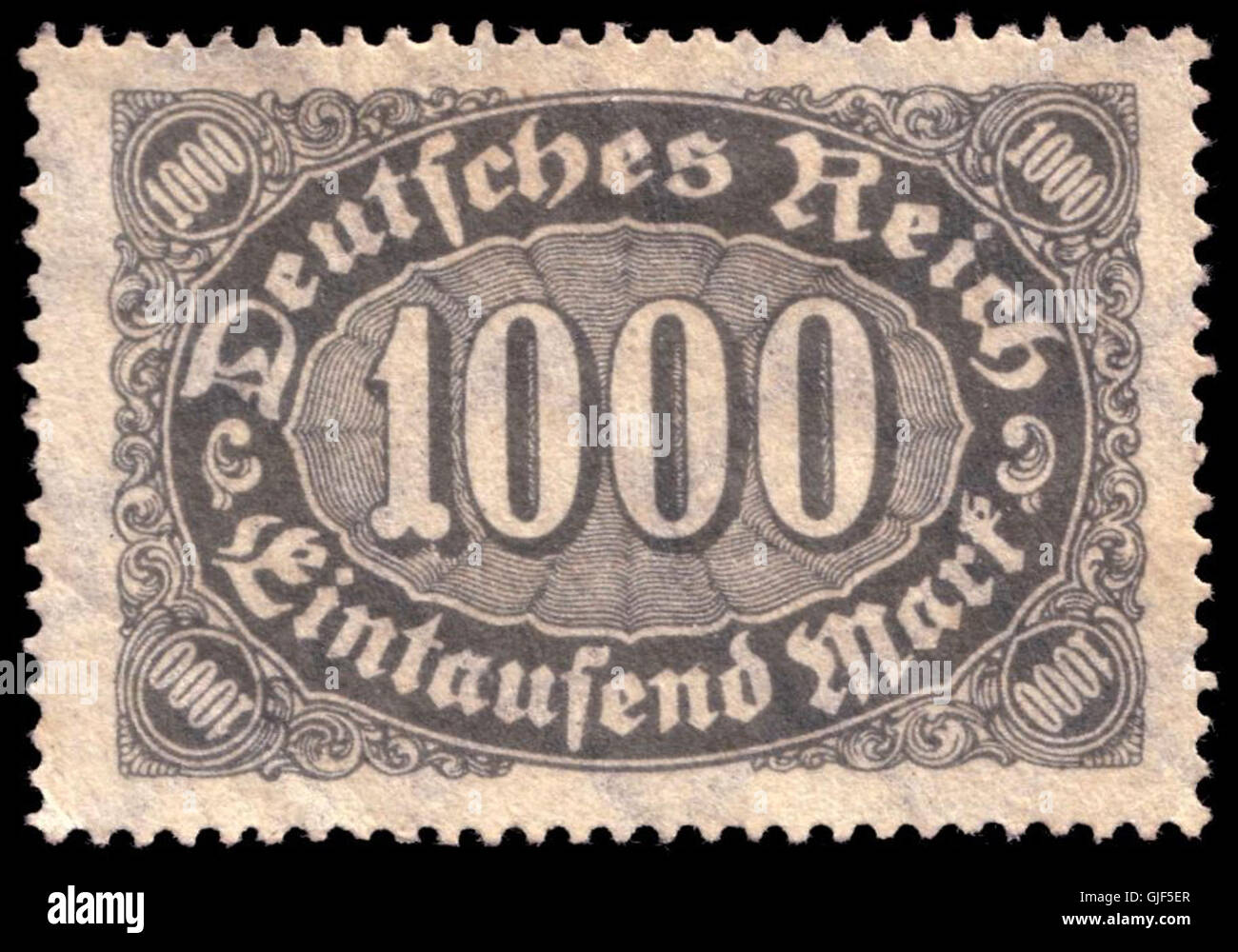 The 1000 Mark stamp, issued in Germany, features a significant ...
