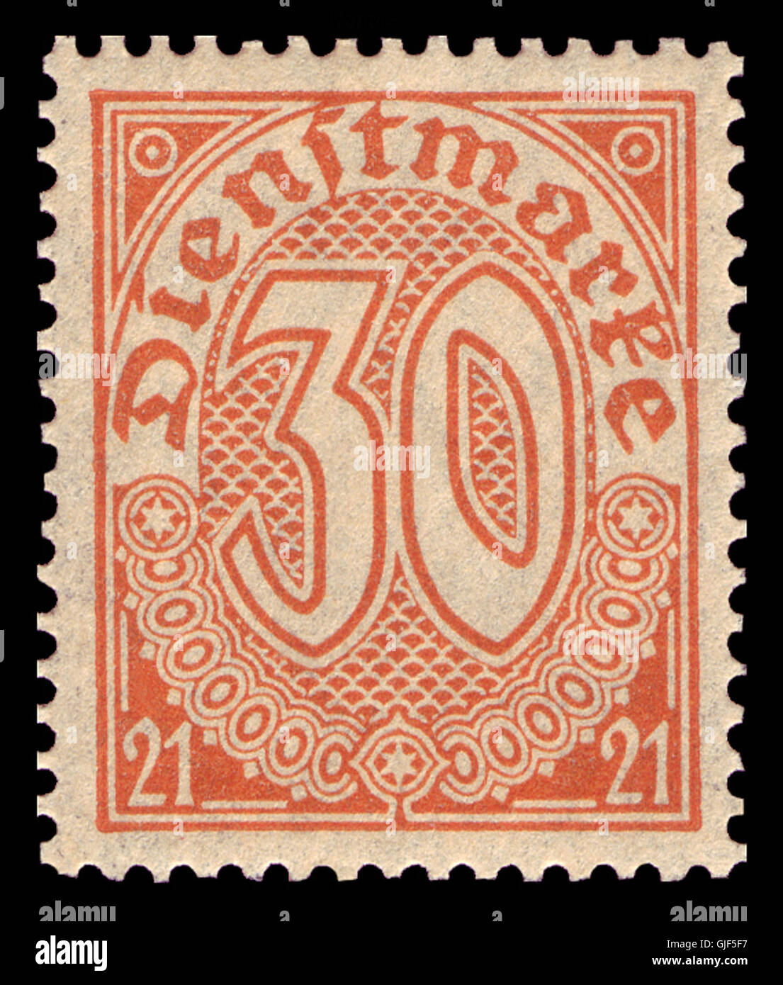 A 1920 German Dienstmarke stamp from the DR-D series, used for official ...