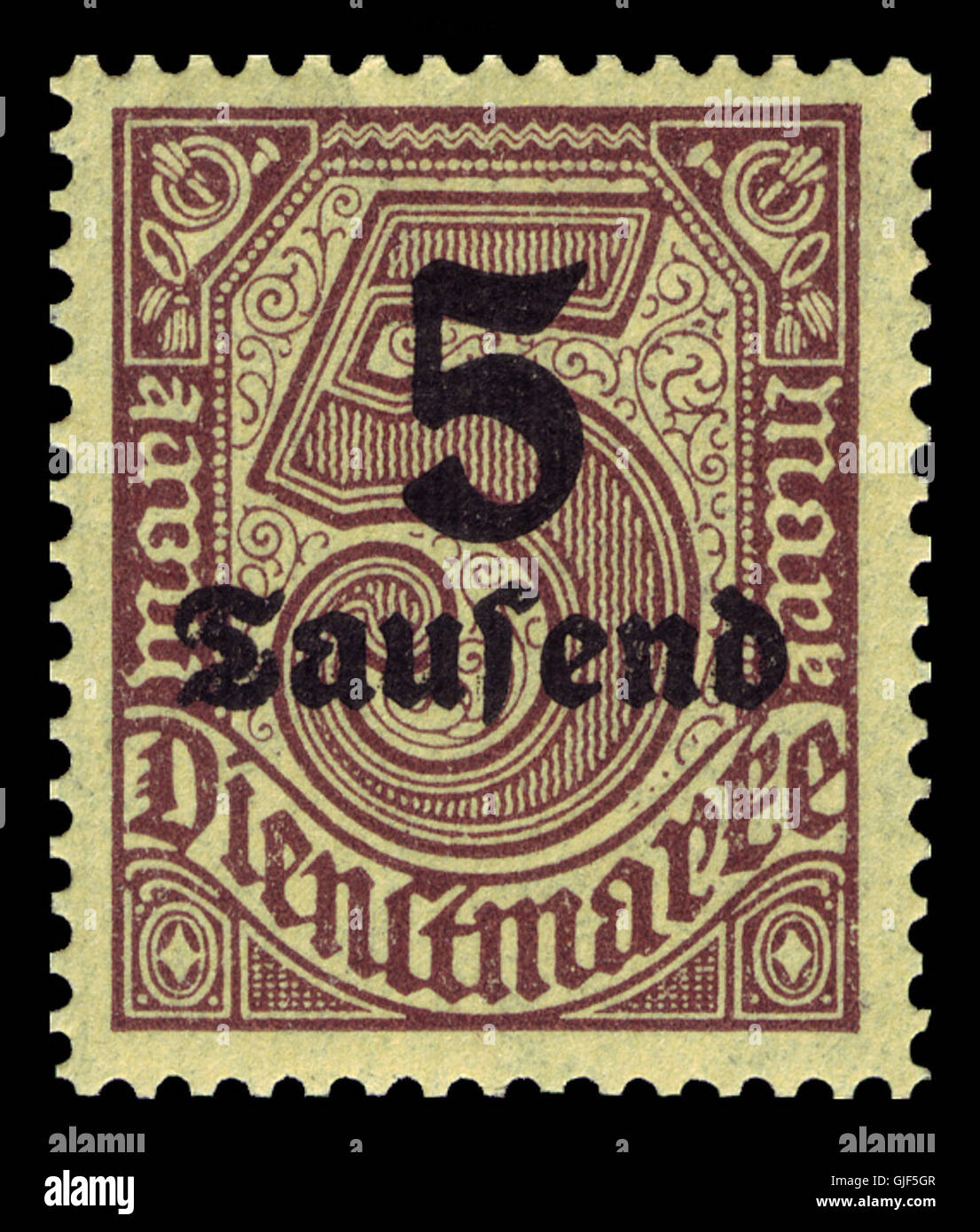 The 1923 DR-D 89 Dienstmarke stamp was issued by Deutsche Reichspost as ...