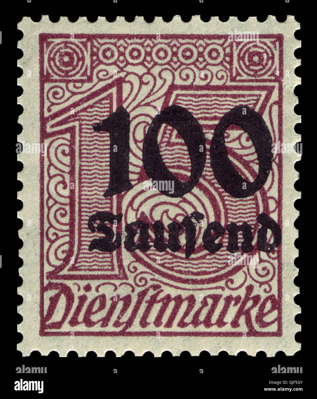 The DR-D 1923 92 Dienstmarke stamp, issued by the Deutsche Reichspost ...