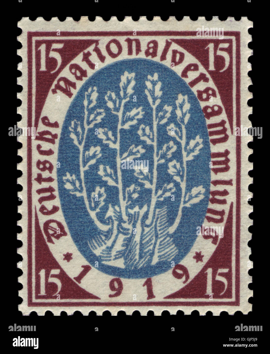 The 1919 DR 108 stamp marks the National Assembly (Nationalversammlung ...