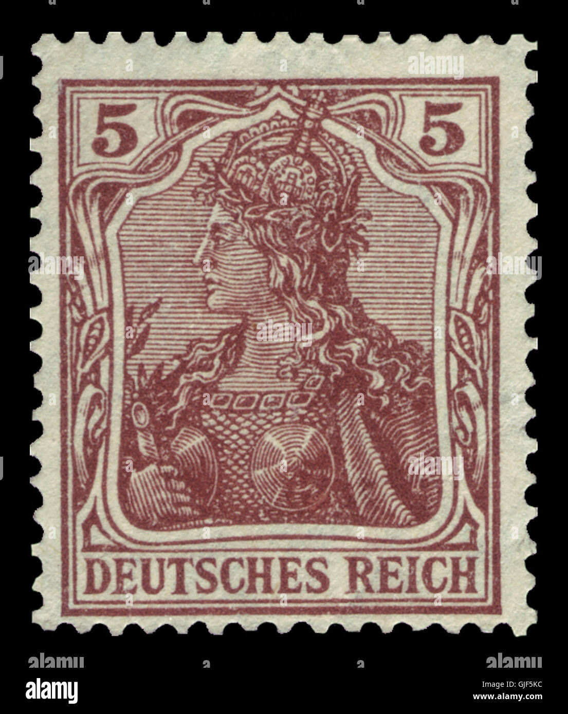 The 1920 DR 140 Germania stamp features an allegorical figure ...
